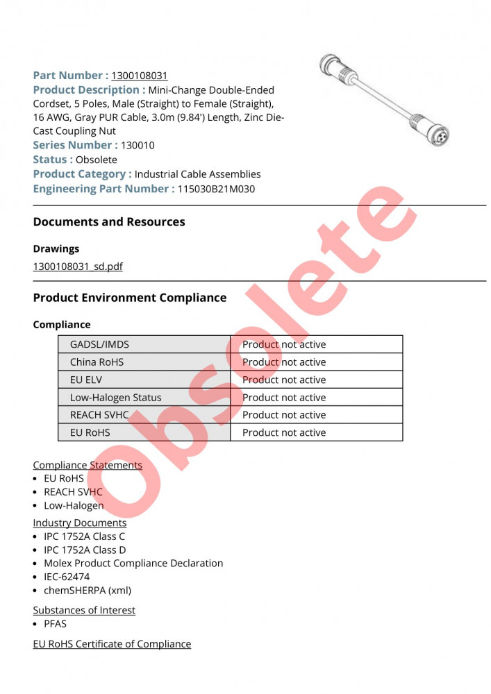 Molex 1300108031 drawing, page 1