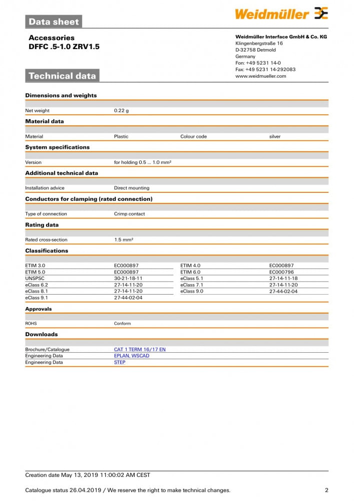 WEIDMULLER 1705320000 product document page 2