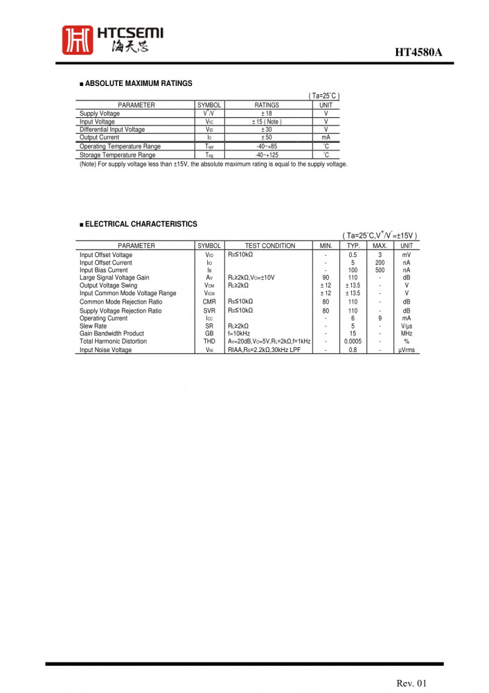 HT4580A datasheet page 2