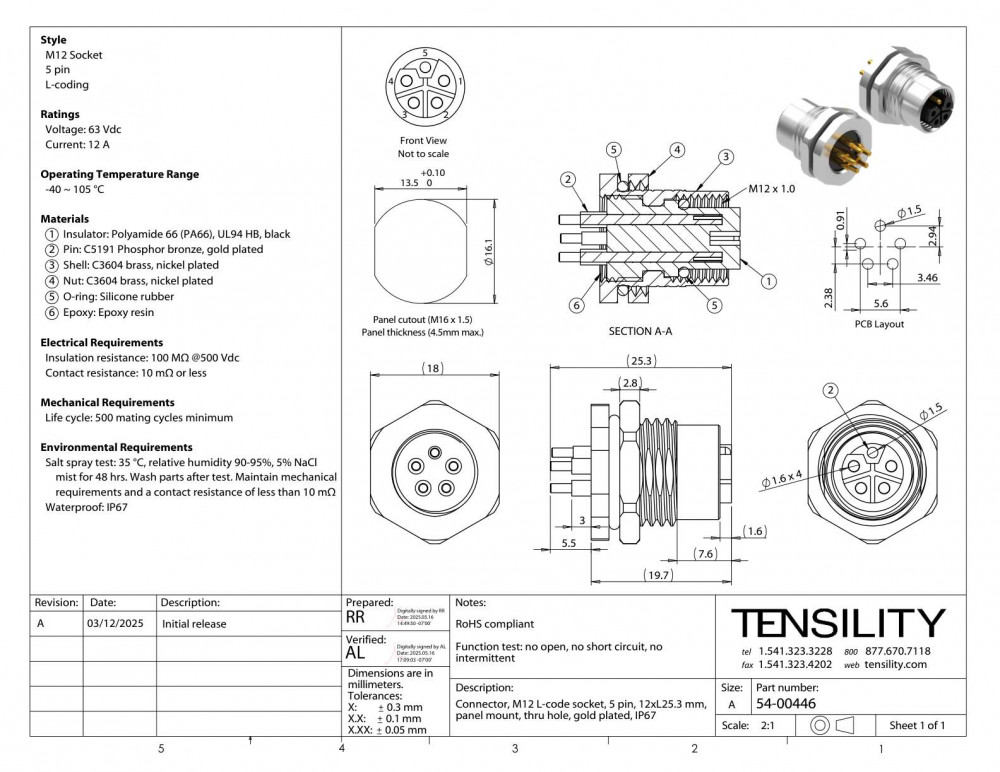 Tensility International 54-00446 product drawing
