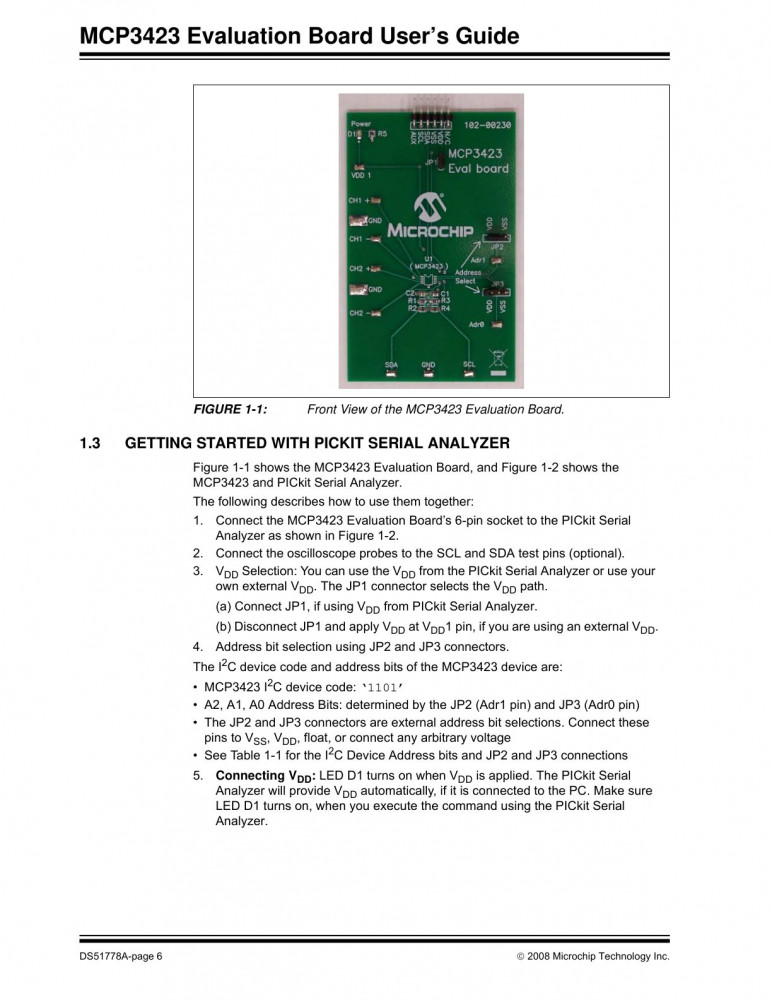 MCP3423EV user guide page 10