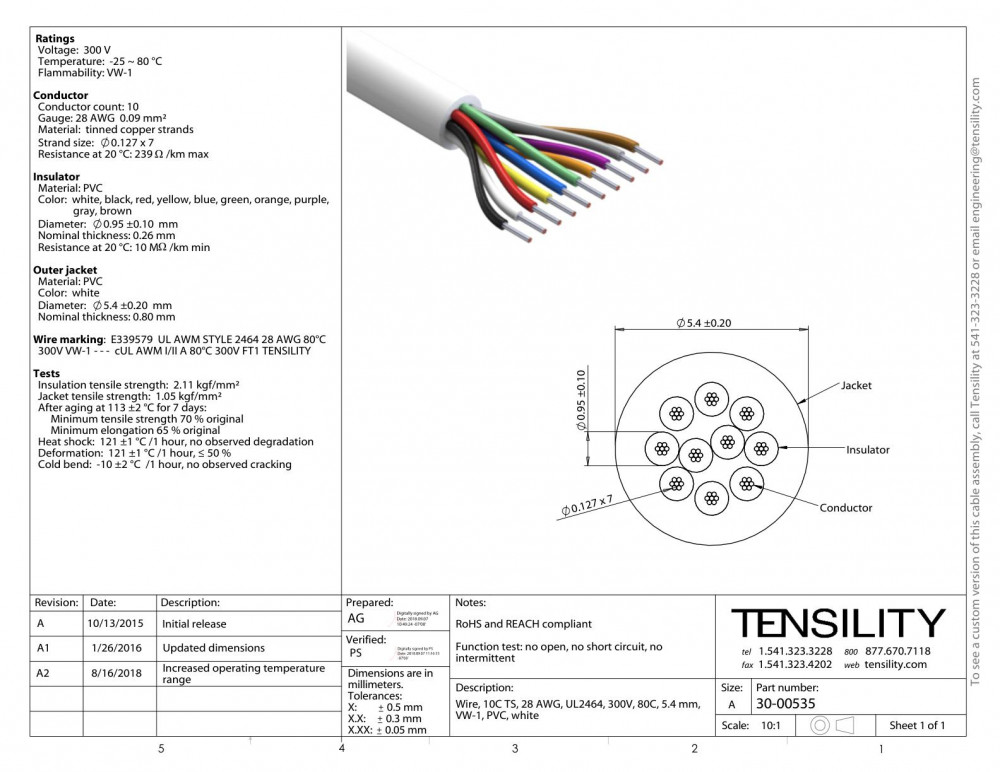 30-00535 cable specification drawing