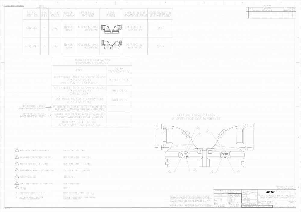 TE Connectivity 1801356-1 technical drawing page 1