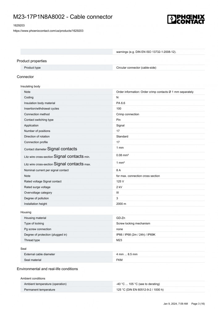 Phoenix Contact 1629203 technical document page 3