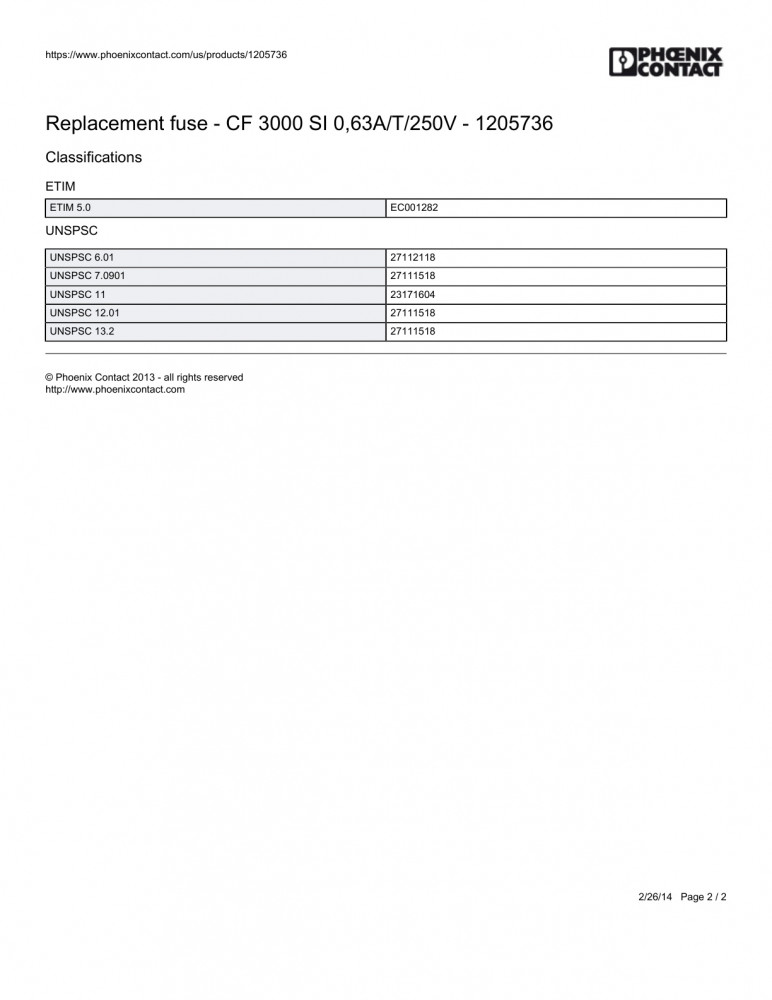 Phoenix Contact 1205736 technical document page 2