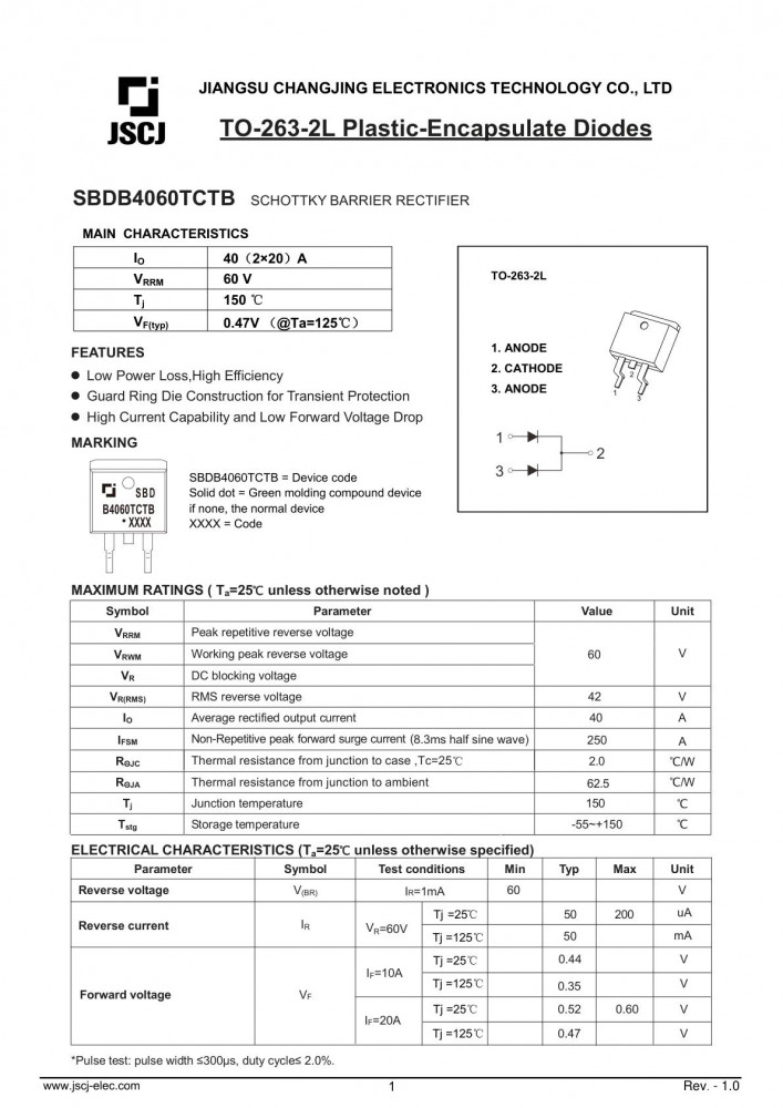 SBDB4060TCTB datasheet page 1