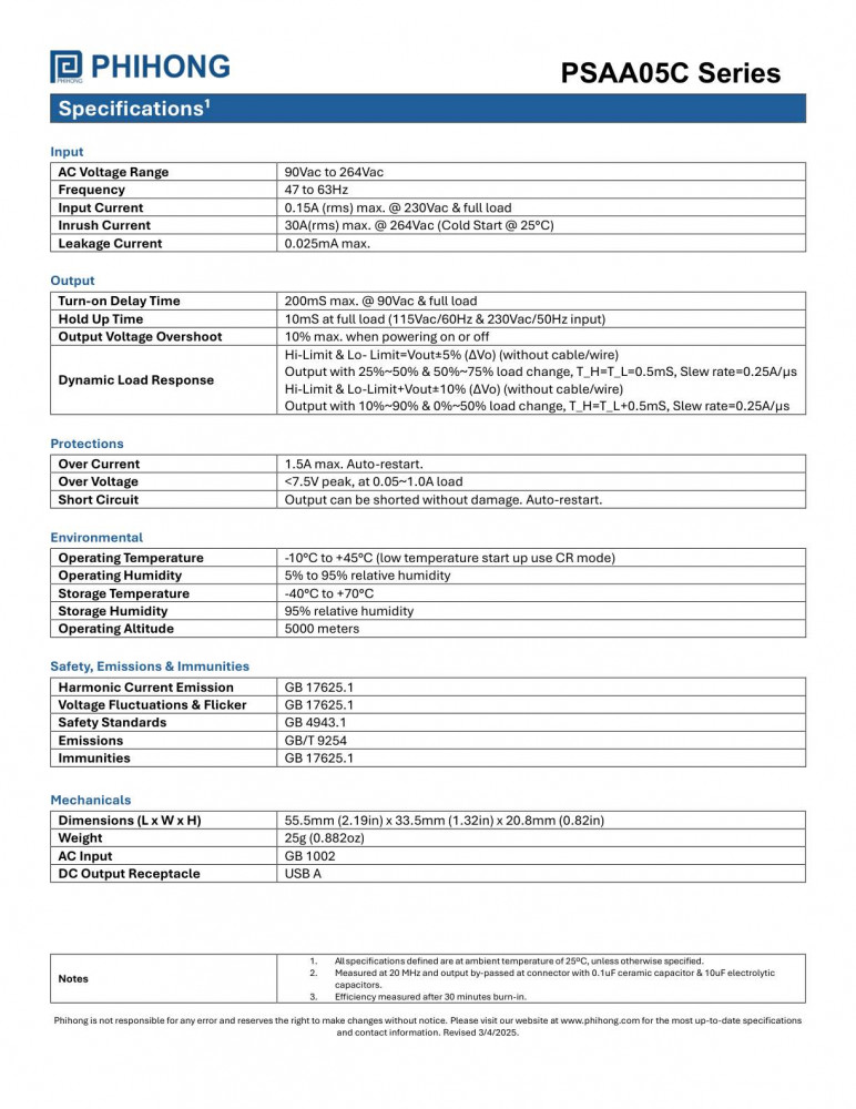 PSAA05C-050QL6-R technical document, page 2