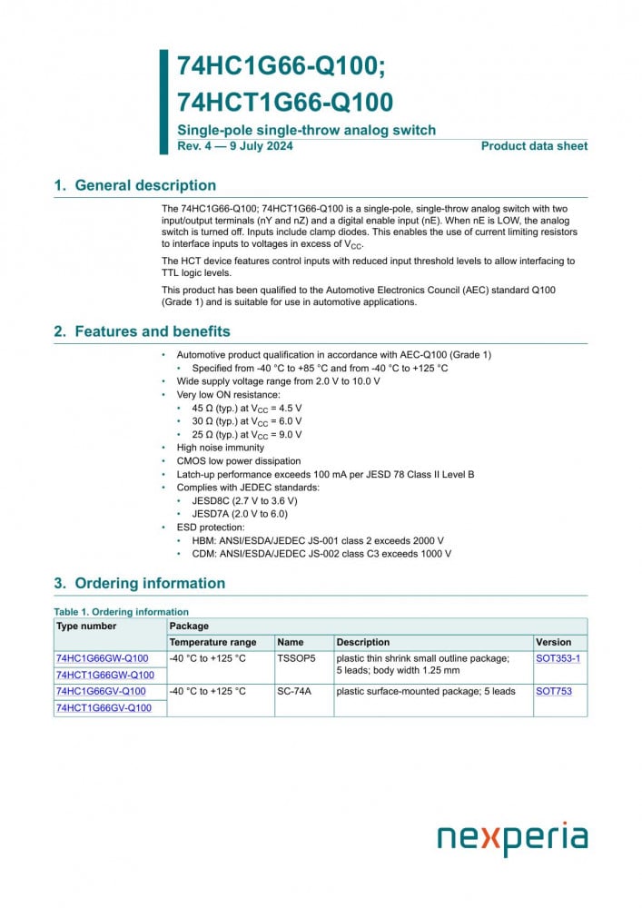 Nexperia datasheet page 1