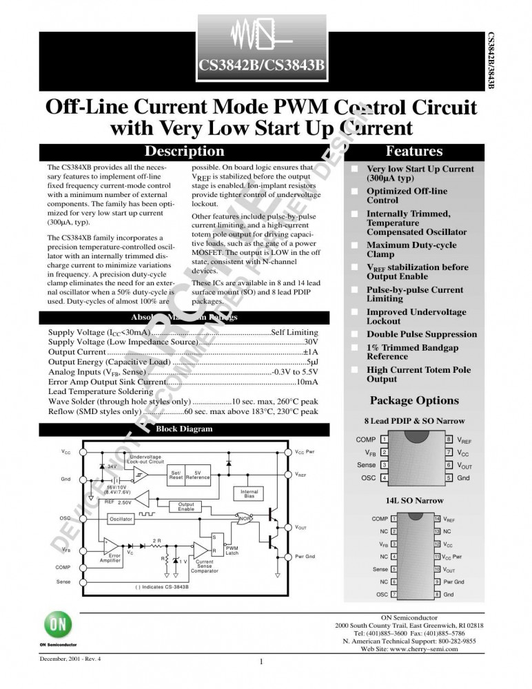 CS3843BGN8 datasheet page 1