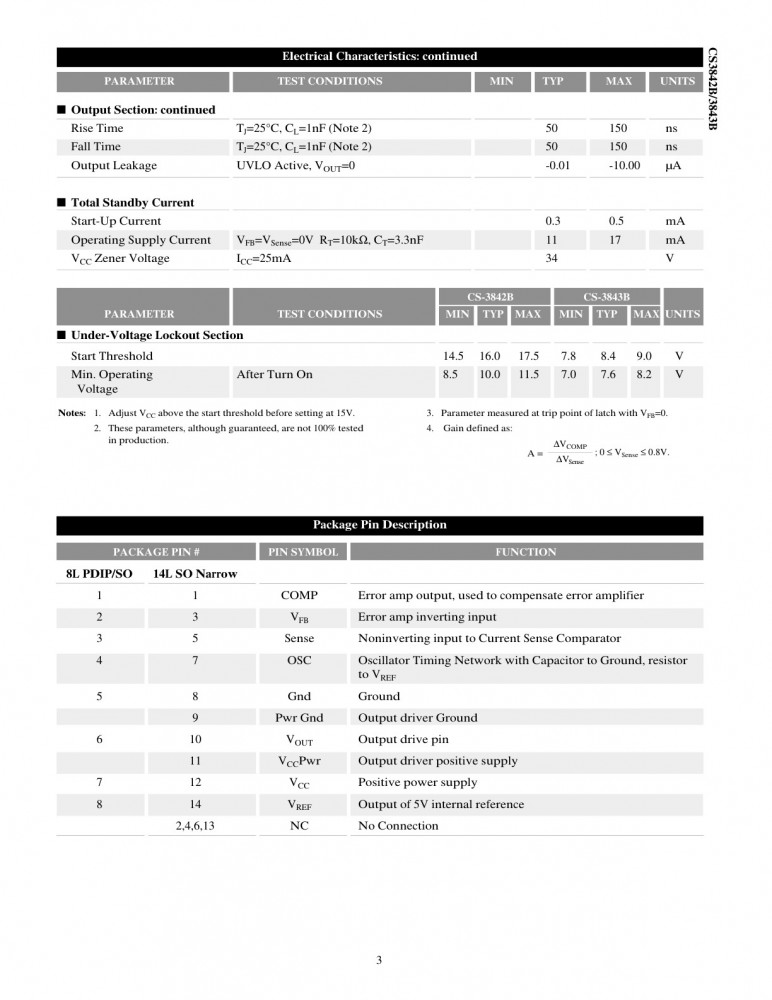 CS3843BGN8 datasheet page 3