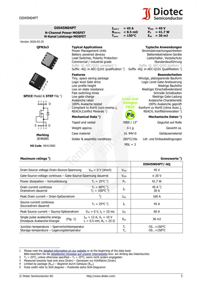 DI045N04PT-AQ datasheet page 1