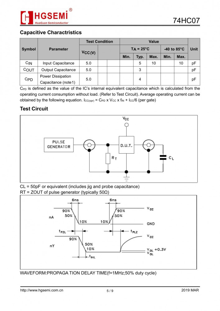 74HC07M/TR datasheet page 5