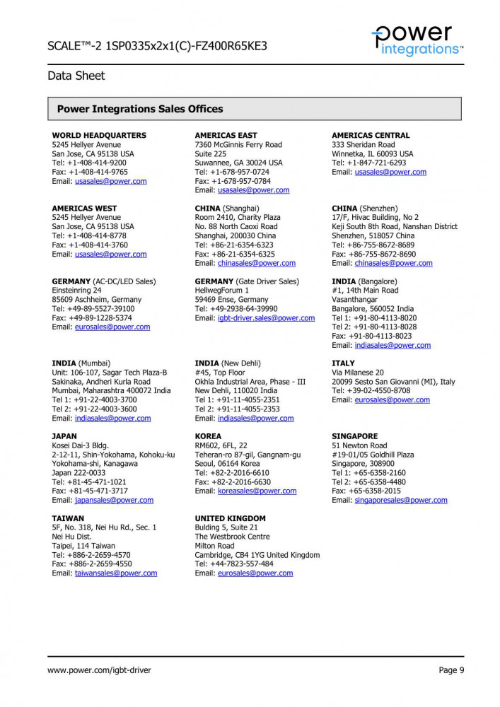 1SP0335V2M1-FZ400R65KE3 datasheet page 9