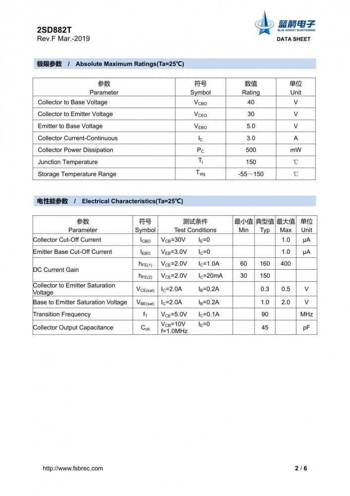 2SD882T datasheet page 2