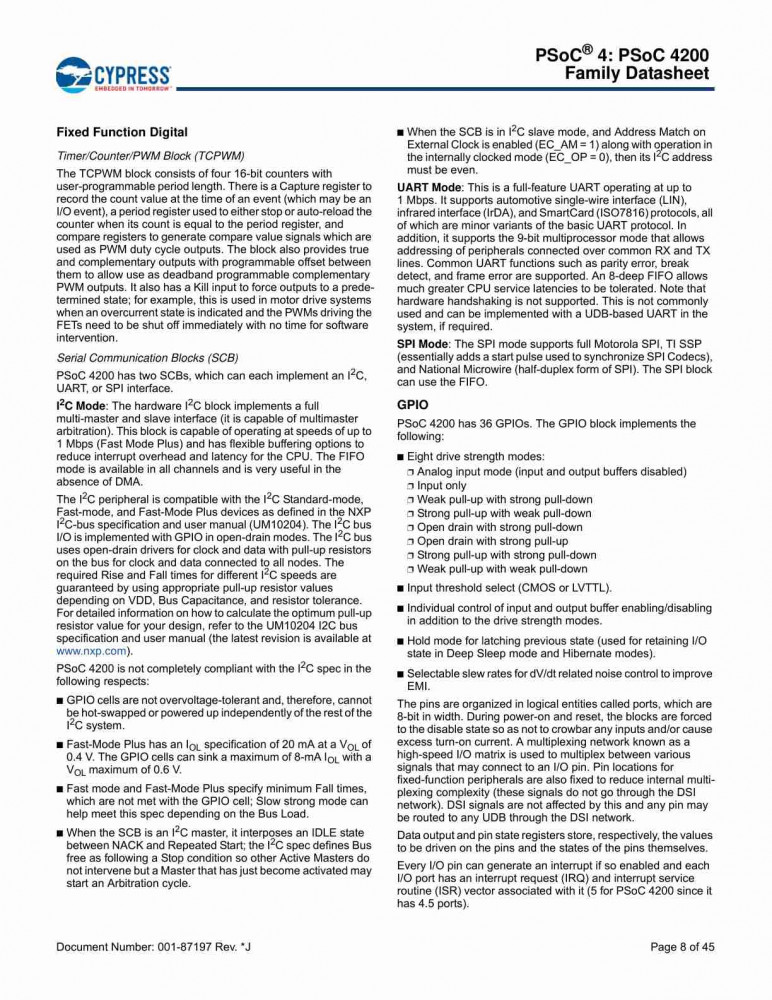 CY8C4245LQI-483 datasheet page 8