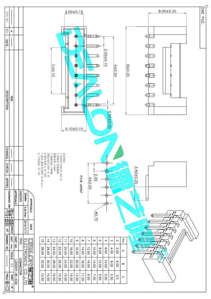 DEALON L200HY-W-8A product document preview