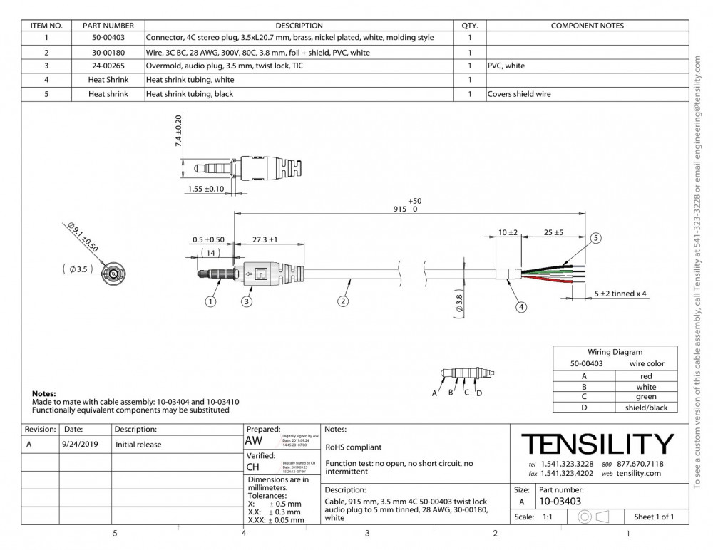 Technical drawing preview for Tensility International part 10-03403