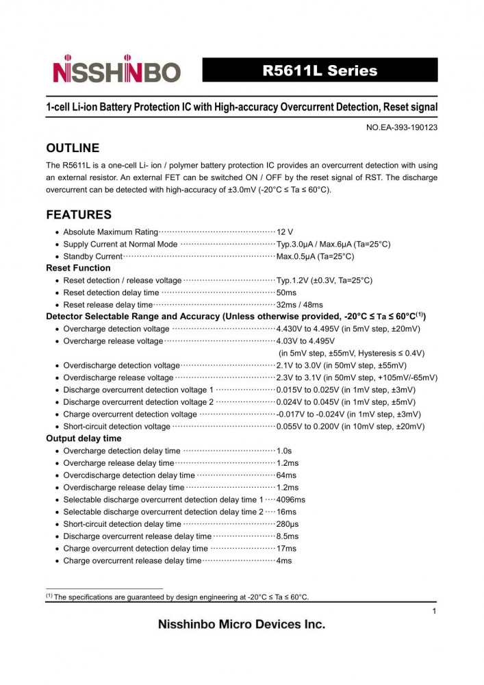 R5611L datasheet page 1