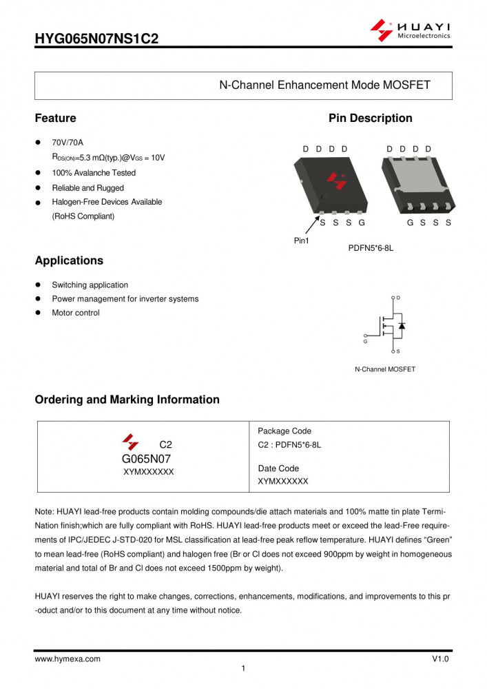 HYG065N07NS1C2 datasheet page 1