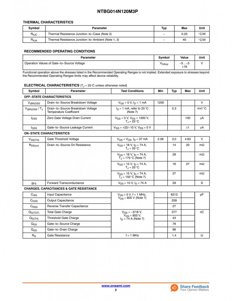 NTBG014N120M3P datasheet page 2