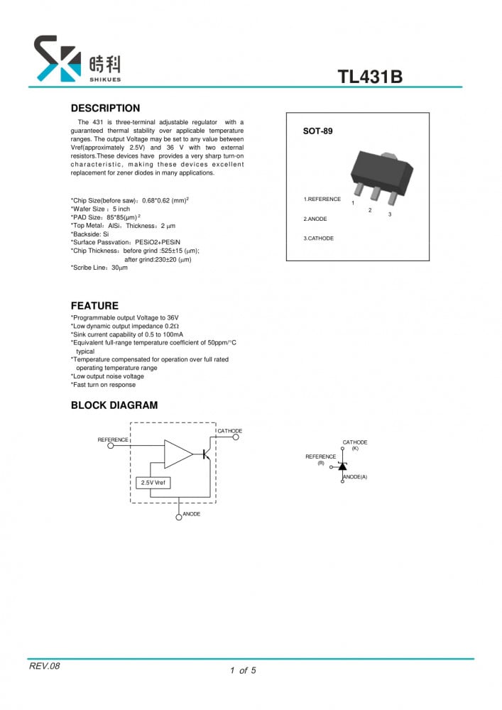 TL431B datasheet page 1