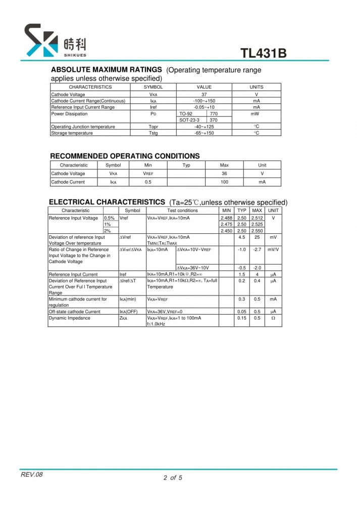 TL431B datasheet page 2