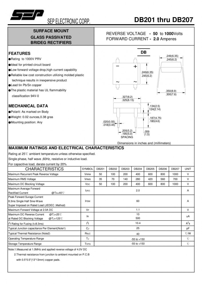 SEP DB207 datasheet page 1