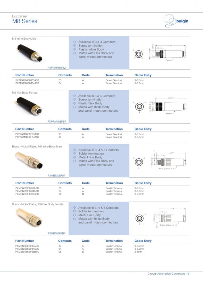 Bulgin M8 documentation page 4