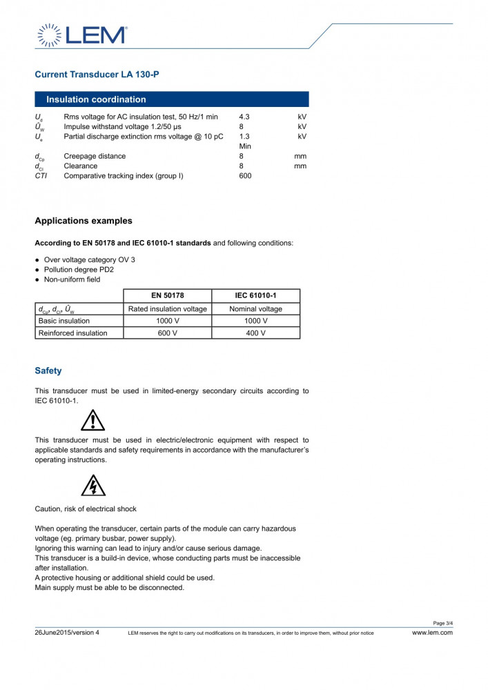 LA130-P datasheet page 3