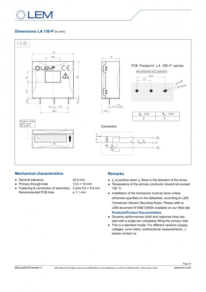 LA130-P datasheet page 4