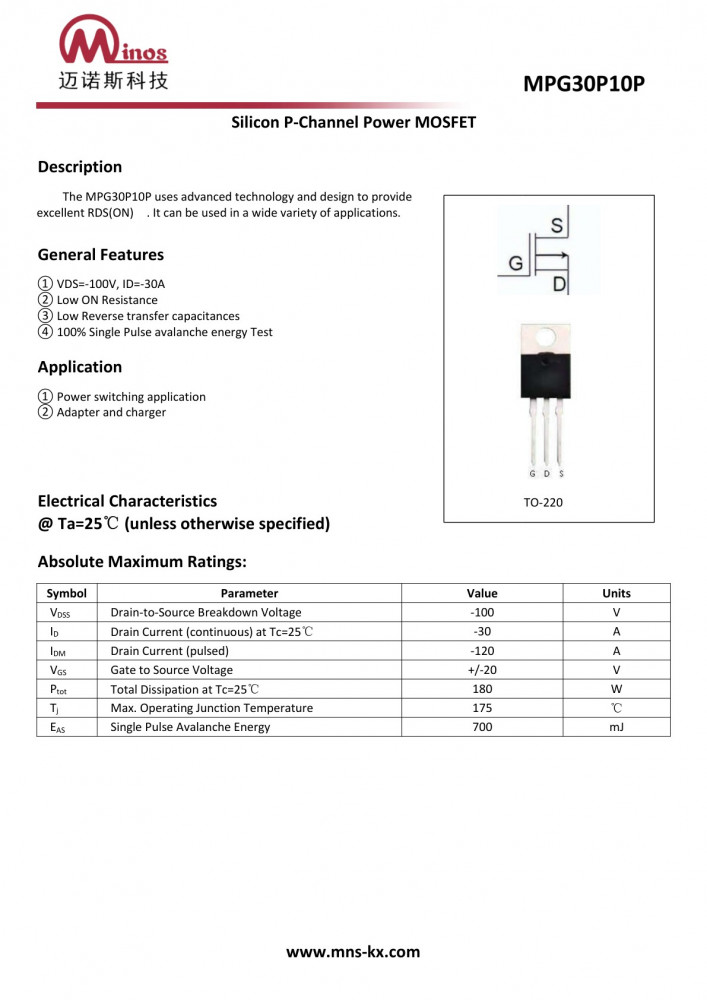 MPG30P10P datasheet page 1