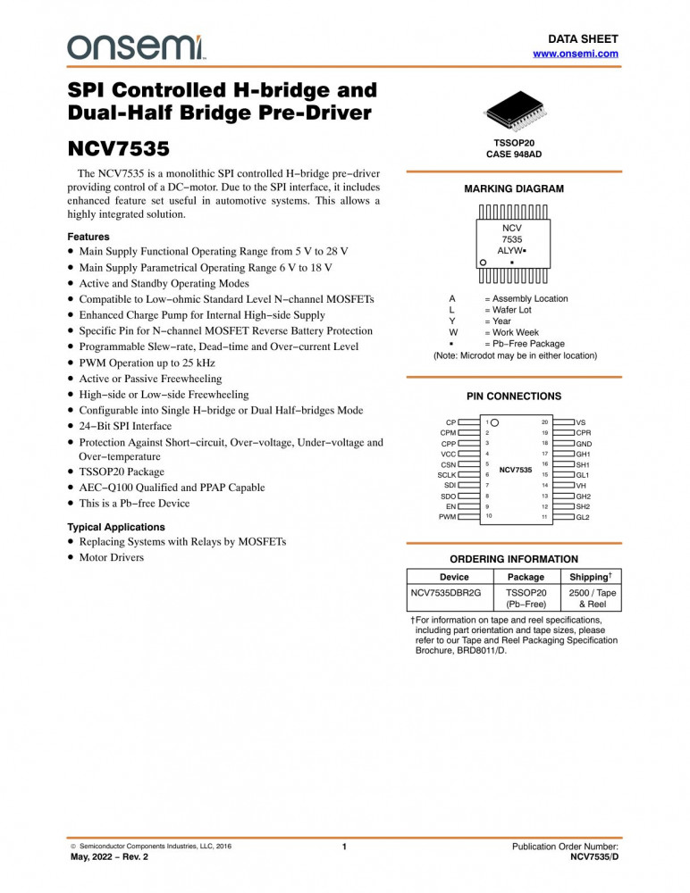 NCV7535 technical document page 1