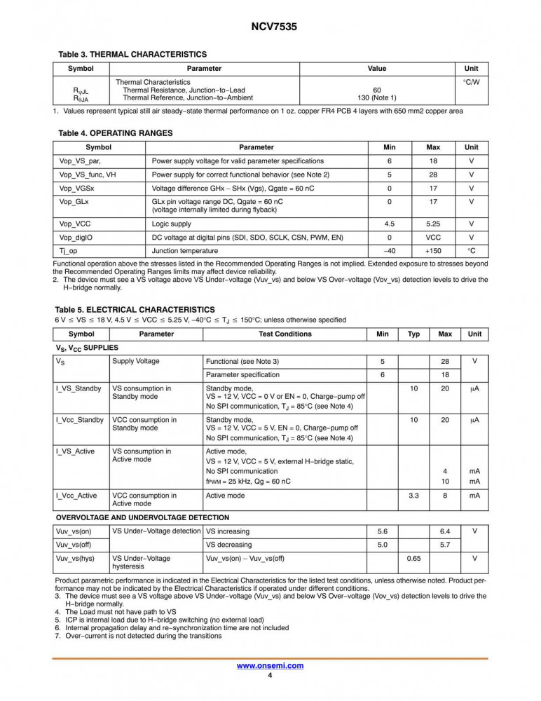 NCV7535 technical document page 4