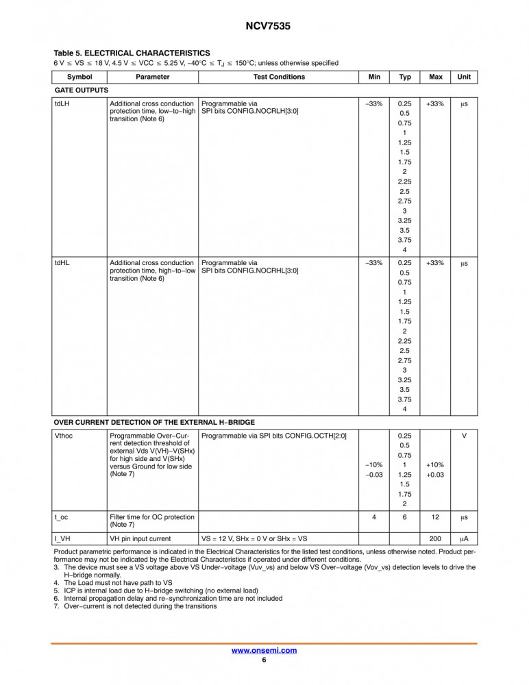 NCV7535 technical document page 6