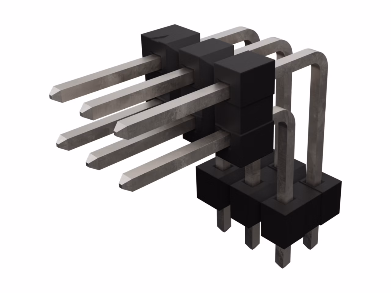 2.54mm Pitch Header, Dual Body, Dual Row, Right-Angle, Through Hole, 6 Circuits (void at circuit 4), 2.54µm Tin (Sn) Overall Plating, Tube Packaging, Lead-Free for sale