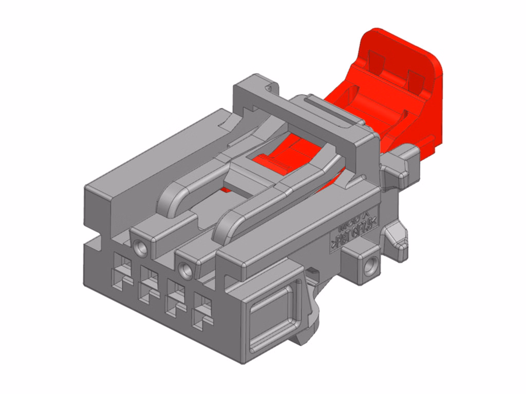 Mini50 Unsealed Receptacle, Single Row, UL 94 HB, with CPA, 4 Circuits, Polarization Option B, Gray