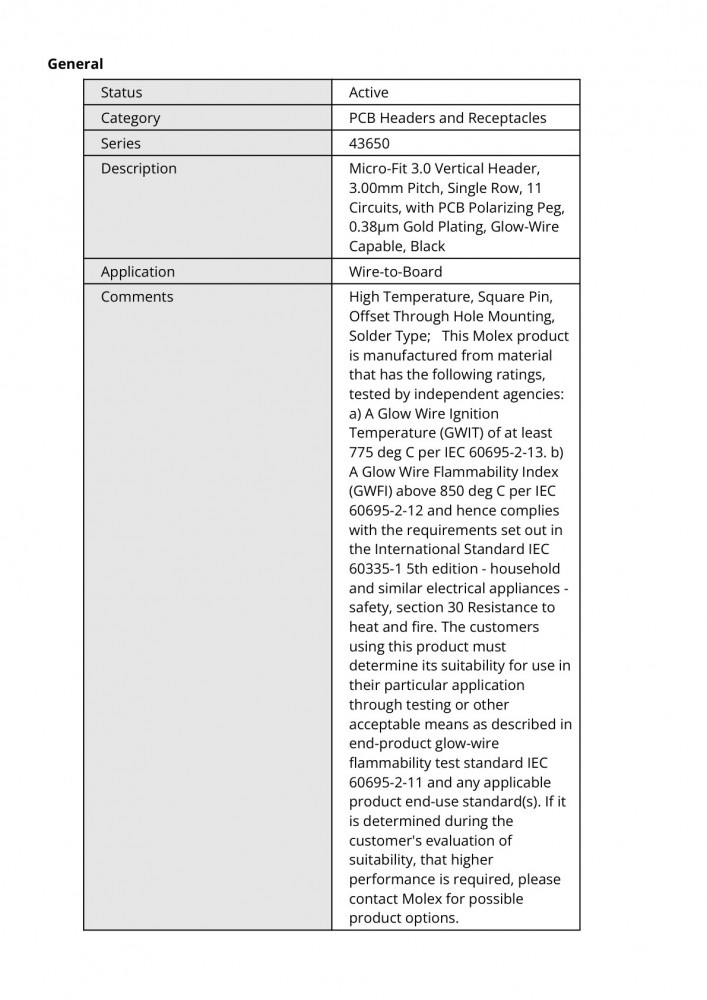 Technical document page 2 for MOLEX 436501116