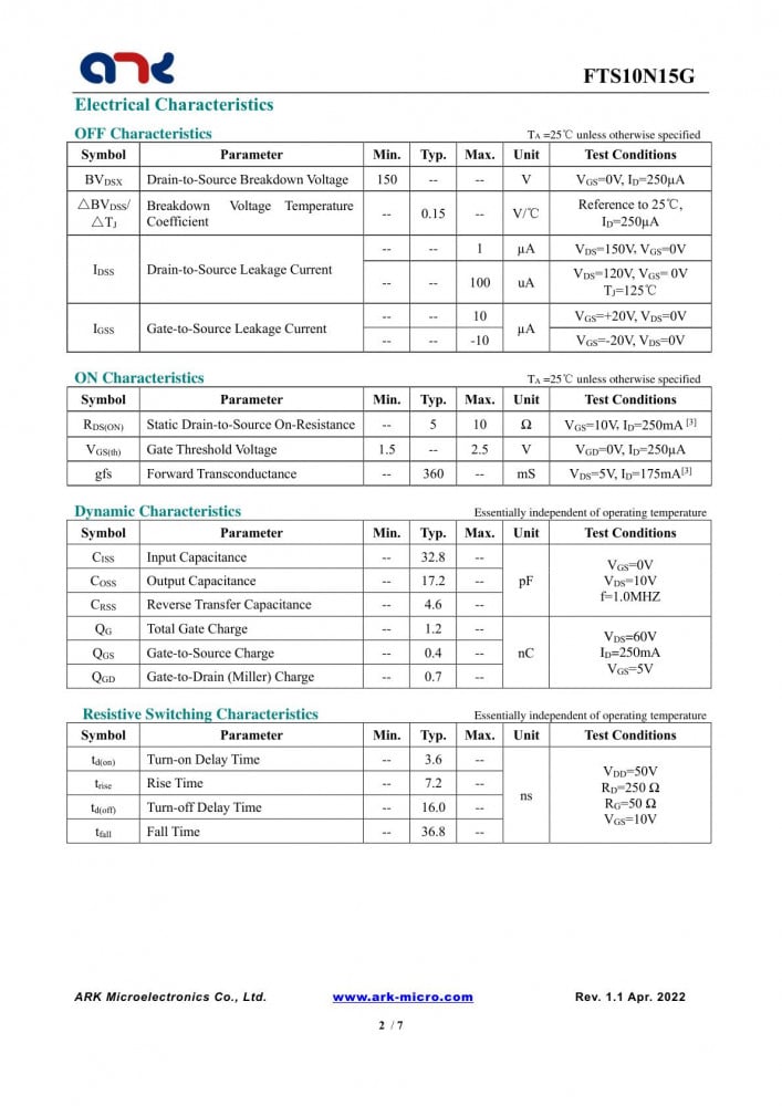 FTS10N15G datasheet page 2