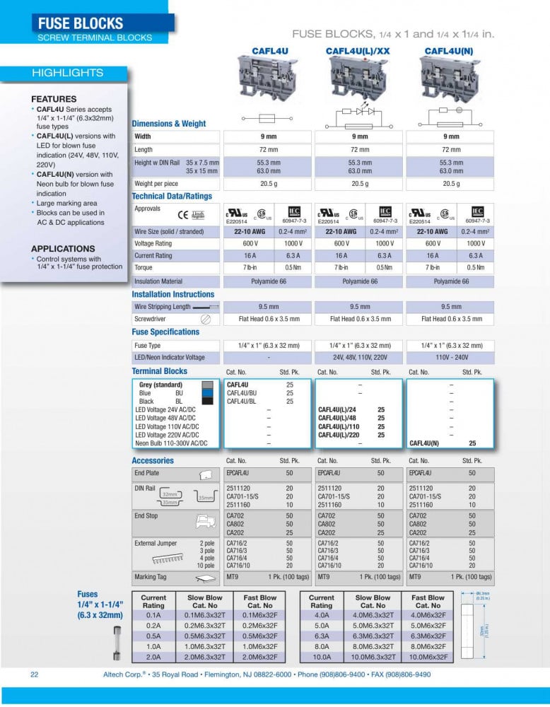 Altech EPCAFL4U technical document page