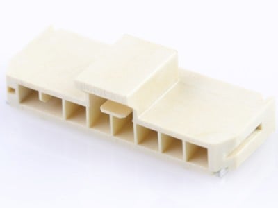 Appli-Mate RAST 2.5 Connector, 2.50mm Pitch, Female, 3 Circuits, Positions A and D Removed, Polarizing Rib Between 1/2, Locking Pips, 1 Slotted and 1 Open Endwall, Tin Plating