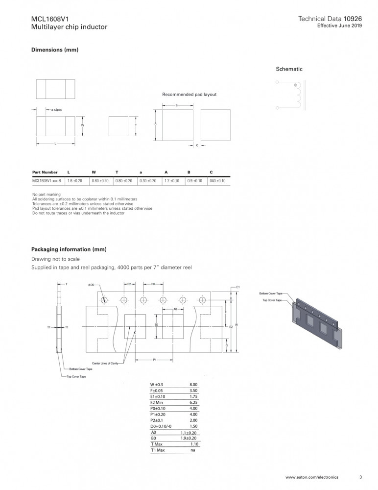 EATON MCL1608V1 datasheet page 3