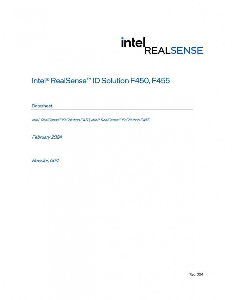 Intel RealSense ID datasheet page 1