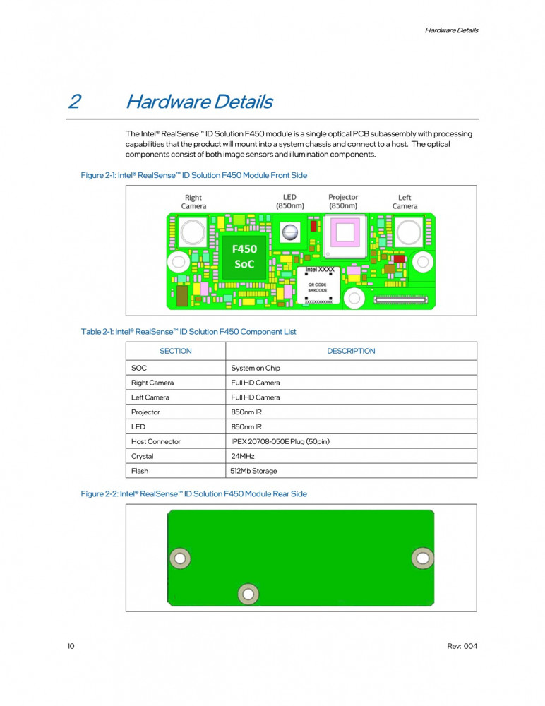 Intel RealSense ID datasheet page 10