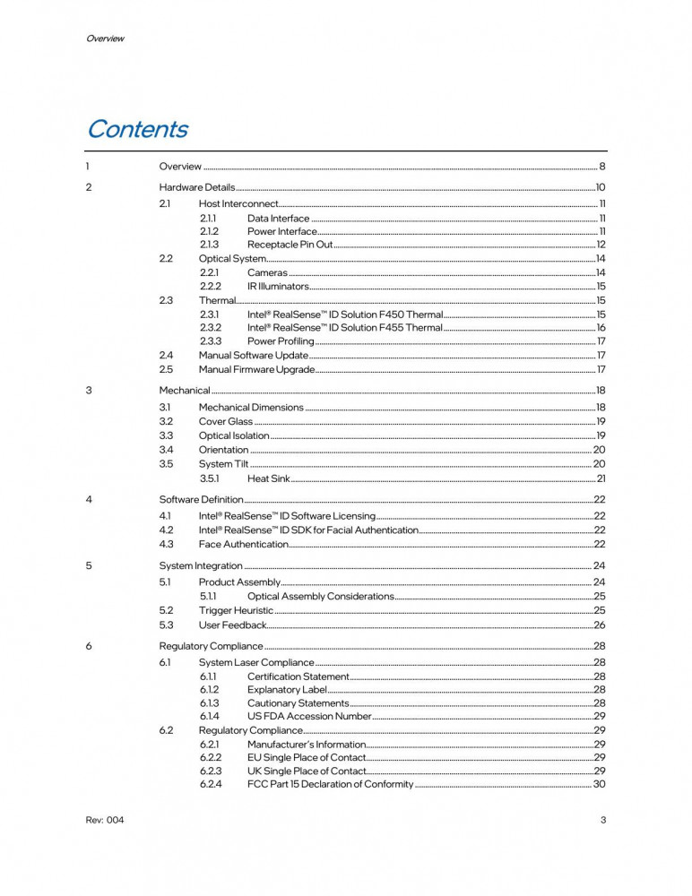 Intel RealSense ID datasheet page 3
