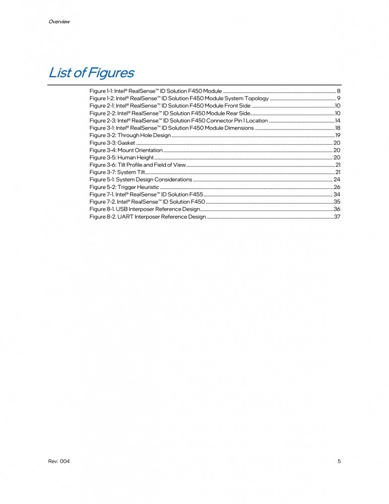 Intel RealSense ID datasheet page 5