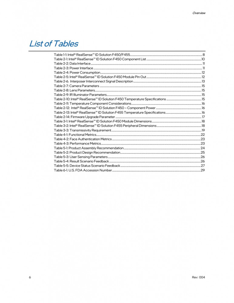 Intel RealSense ID datasheet page 6