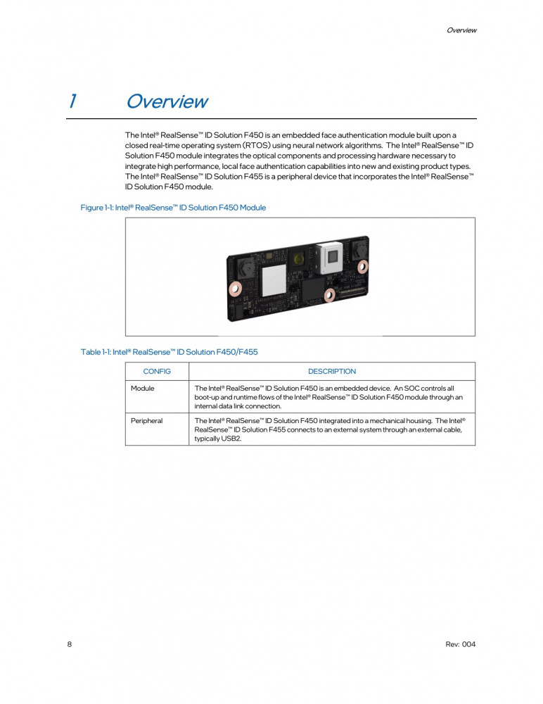Intel RealSense ID datasheet page 8