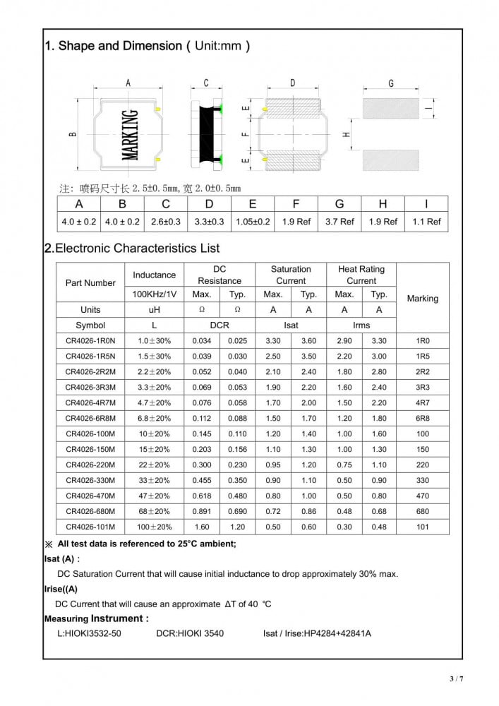 CR4026 series specification sheet page 3