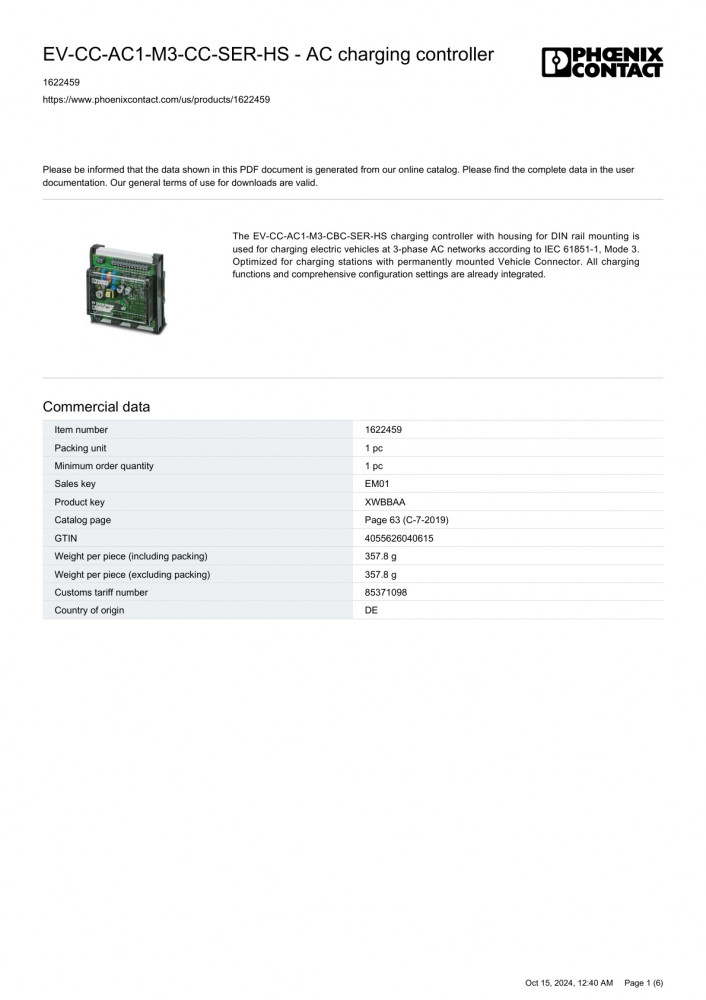 Phoenix Contact 1622459 document page 1