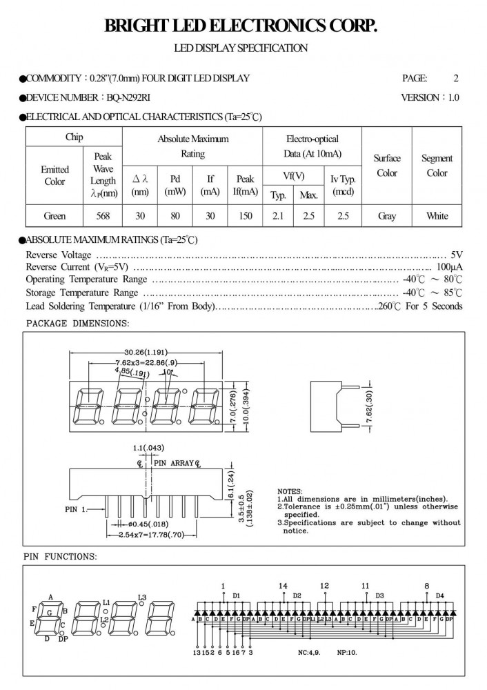 BQ-N292RI technical document page 1